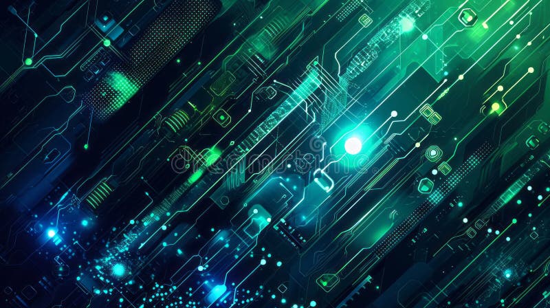 Green Matrix Motion: Abstract Technology Background with Digital ...