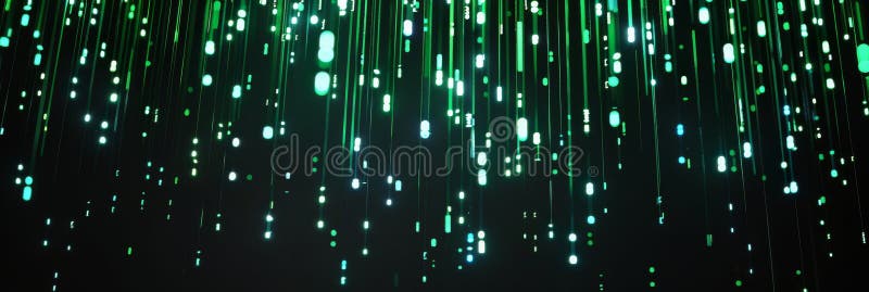 Green Matrix Rain Digital Background with Dynamic Flow of Lights and ...