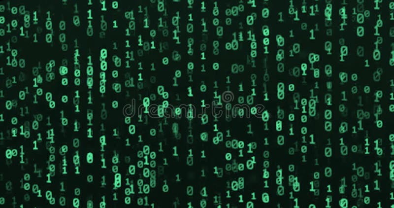 Green Matrix Style Binary Code, Falling Numbers Digital Binary Code Processing on Screen ...