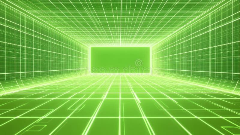 Green Matrix-Style Digital Data Tunnel with Central Rectangle Stock ...