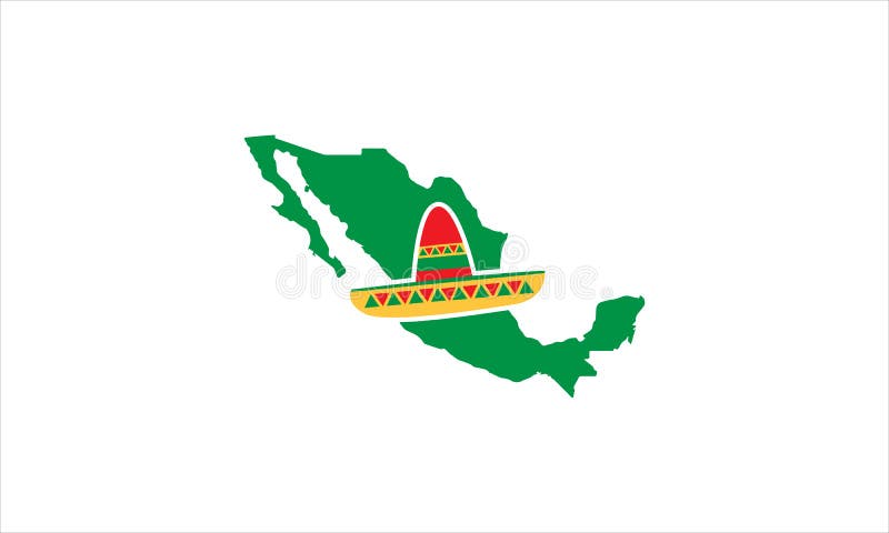 Green Maxicon Map with Traditional Mexican Hat Icon Logo Deign Vector ...