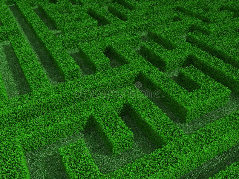 3D Maze with green path stock illustration. Illustration of challenge ...