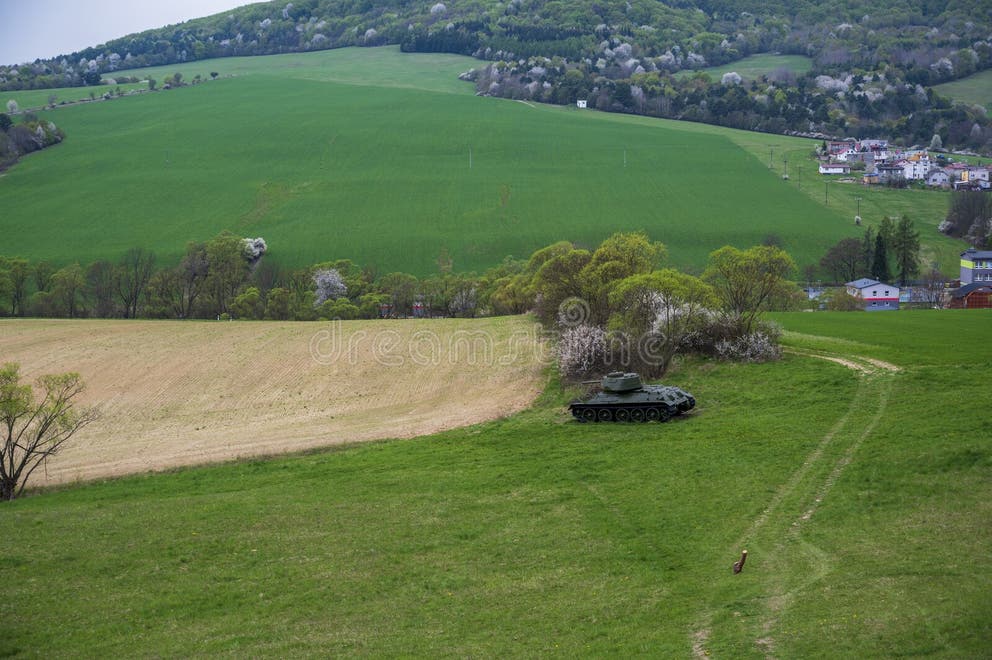 Green Meadows, Fields, Spring Forests and Russian Tanks Stock Image ...