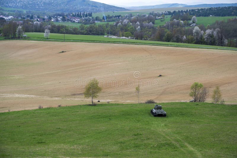 Green Meadows, Fields, Spring Forests and Russian Tanks Stock Image ...