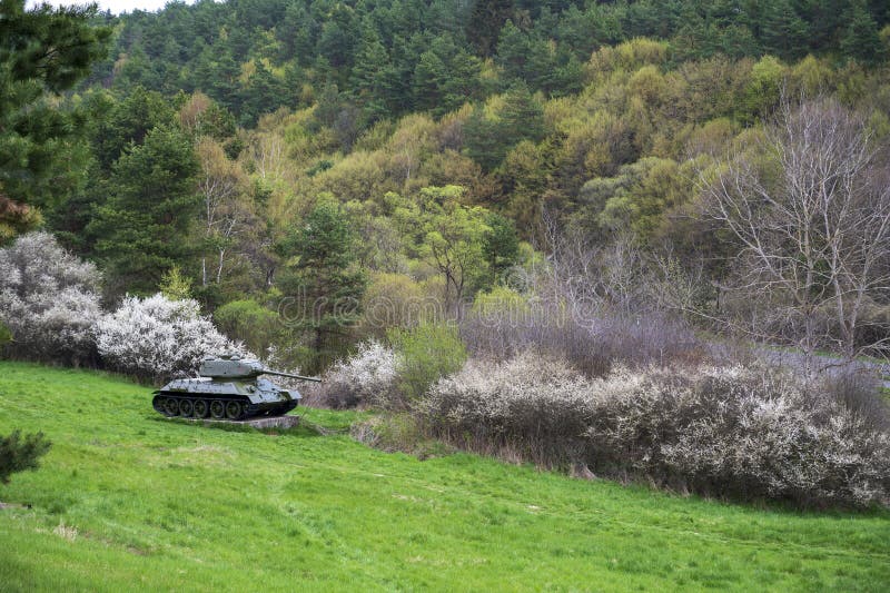 Green Meadows, Spring Forests and Russian Tank Editorial Photography ...