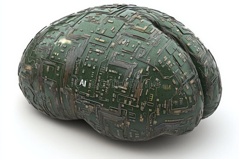 Mechanical Brain on the Table. Generative AI Stock Illustration ...