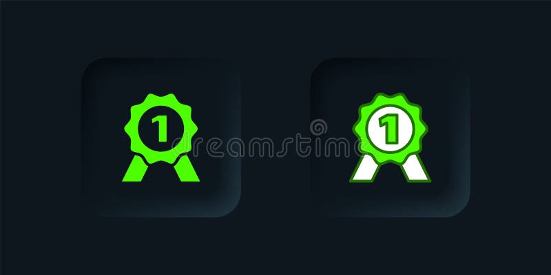 Green Medal Icon Isolated on Black Background. Winner Symbol. Black ...