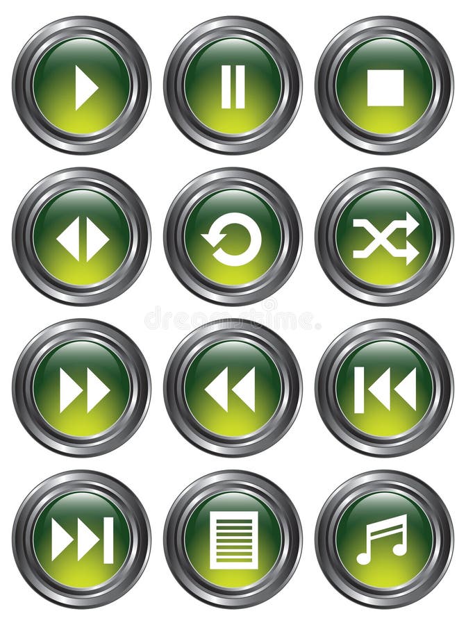 Green Media Buttons stock vector. Illustration of modern - 29629511