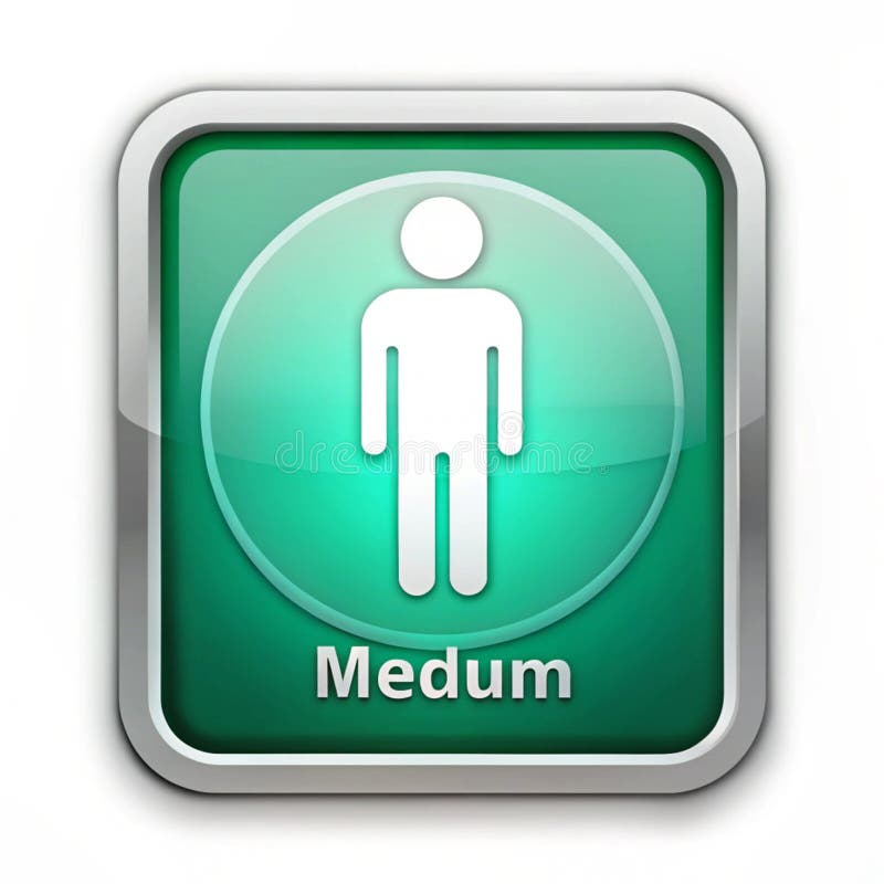 Green Medium Icon with Profile Silhouette and Text for User ...