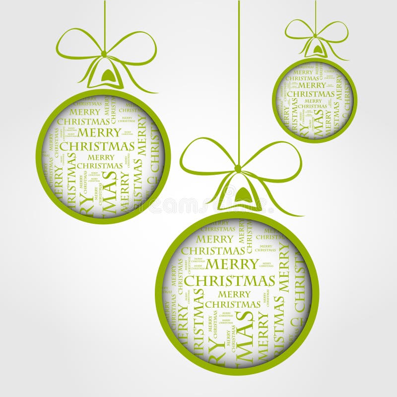 Green Merry Christmas Text Balls Stock Illustration - Illustration of ...