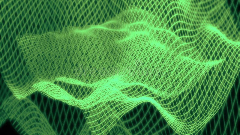 Green Mesh Connected Grid in Three Dimension Space Stock Footage ...