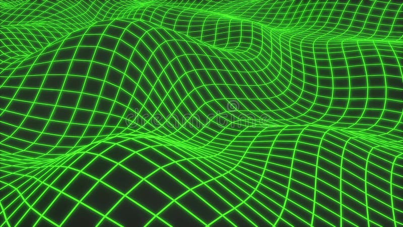 Green Mesh Grid Futuristic Glow 3d Stock Illustration - Illustration of ...