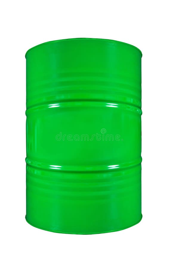 Green Metal Barrel with Oil Isolated on White Stock Photo - Image of ...