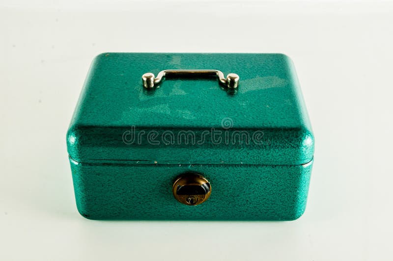 A Green Metal Box with a Silver Handle Stock Image - Image of safety ...