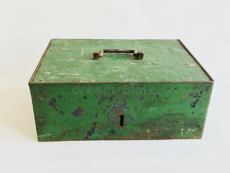 Green Metal Box on a White Background. Stock Image - Image of design ...