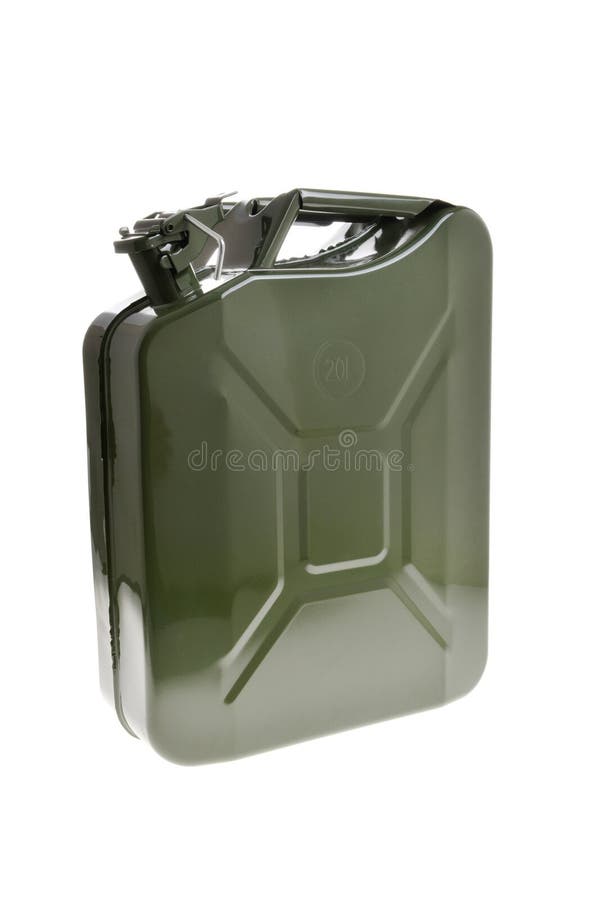 Green Metal Canister for Gasoline Stock Photo - Image of white ...