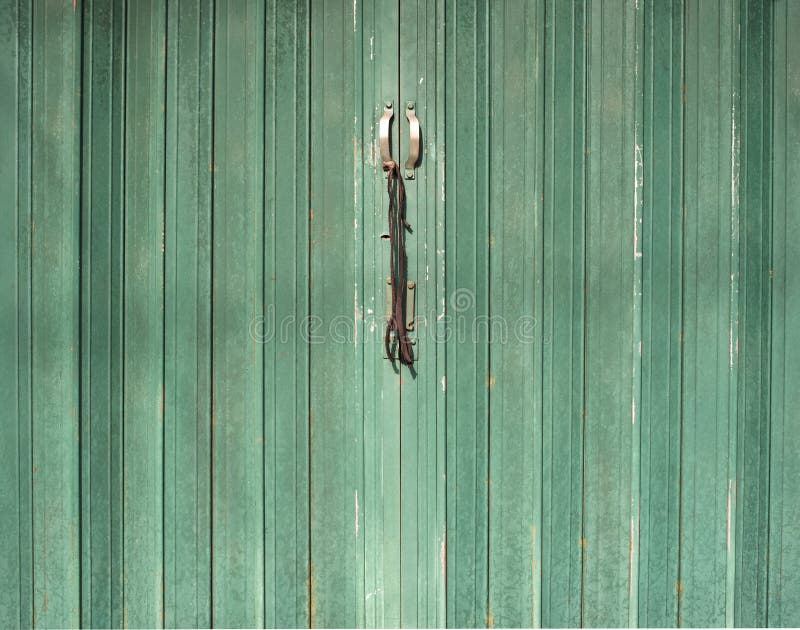 Green metal door gate. stock photo. Image of home, expanded - 60531354