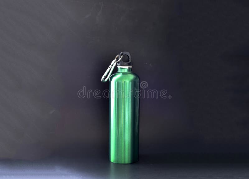 Green Metal Flask Silhouette on Black Stock Photo - Image of closed ...