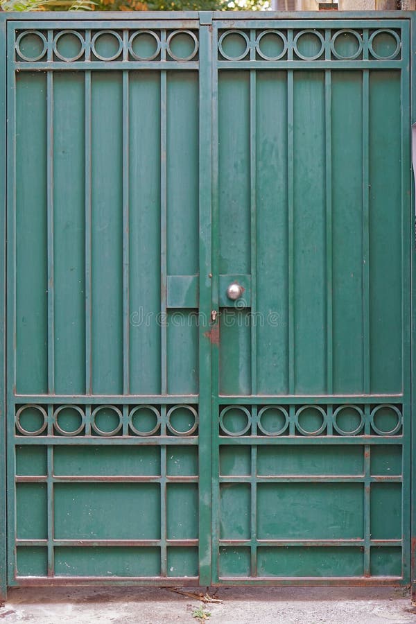 Green door gate stock image. Image of safety, double - 197404961
