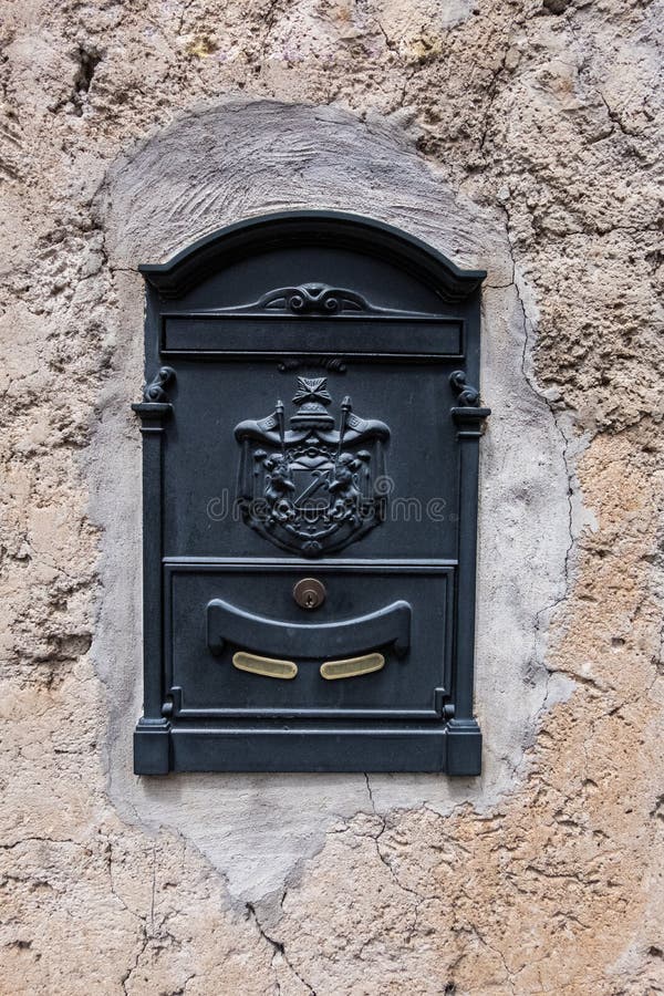 Letter on a Mailbox on an Alley of a Medieval Town. Stock Photo - Image ...