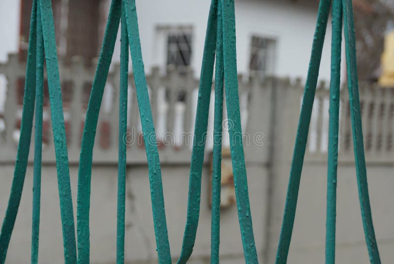 Green Metal Texture of Iron Bars in the Pattern in the Wall of the ...