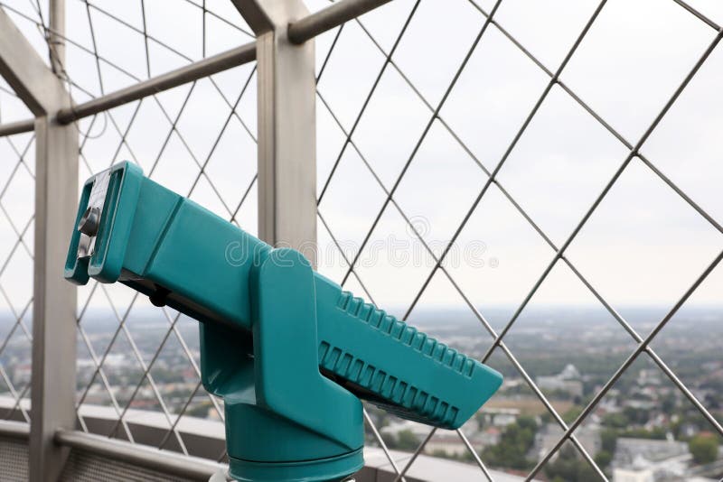 Green Metal Tower Viewer on Observation Deck. Space for Text Stock ...