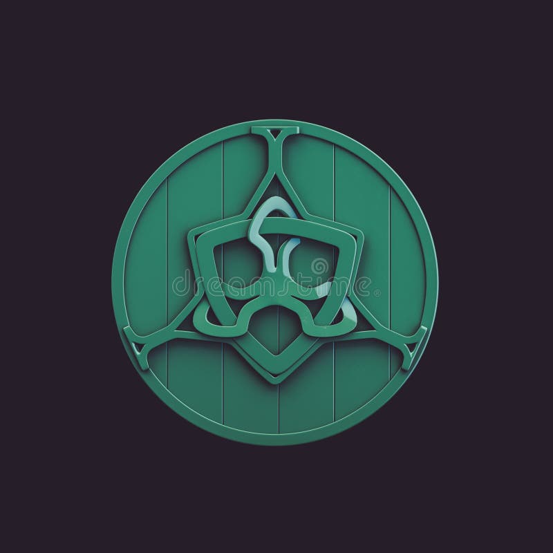 Green Metallic Shield. Old Medieval Ancient Knight Armor Shield Stock ...