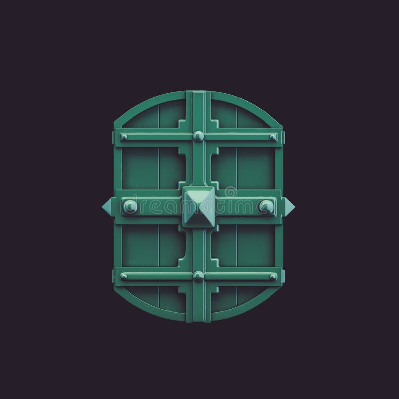 Green Metallic Shield. Old Medieval Ancient Knight Armor Shield Stock ...