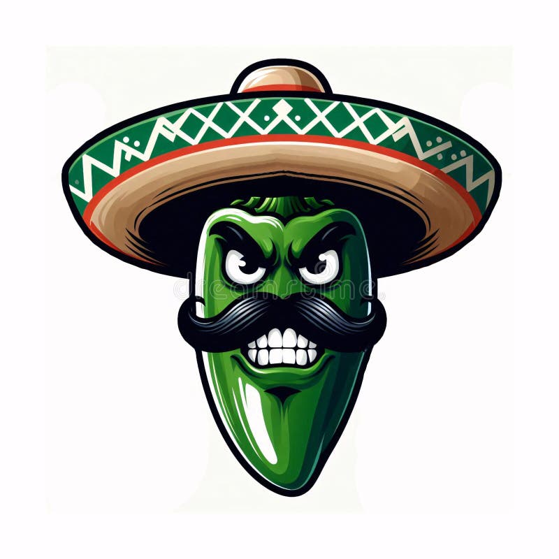 Green Mexican Hot Pepper in a Sombrero Stock Illustration ...