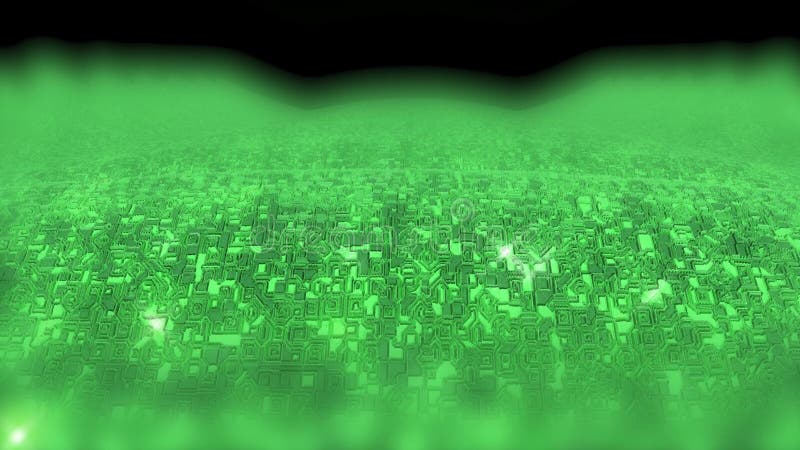 Green Micro Scheme Chip Move Wave 3d Stock Illustration - Illustration ...