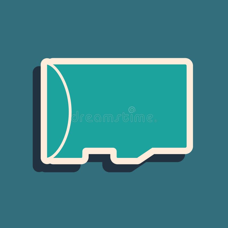 Green Micro SD Memory Card Icon Isolated on Green Background. Long ...