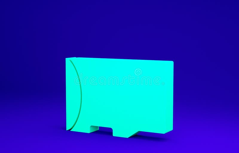 Green Micro SD Memory Card Icon Isolated on Blue Background. Minimalism ...