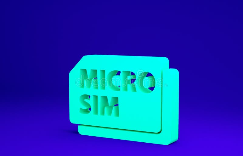 Green Micro Sim Card Icon Isolated on Blue Background. Mobile and ...