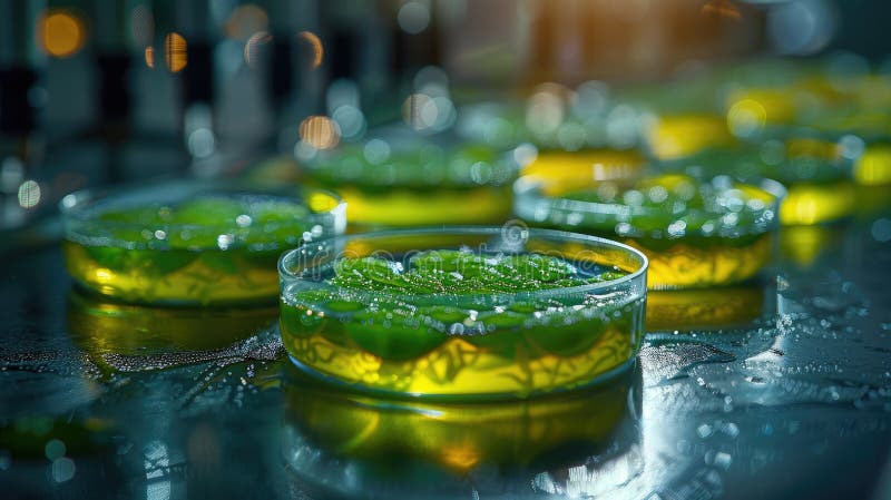 Green Microalgae Clusters Under Scientific Examination in Lab. Stock ...