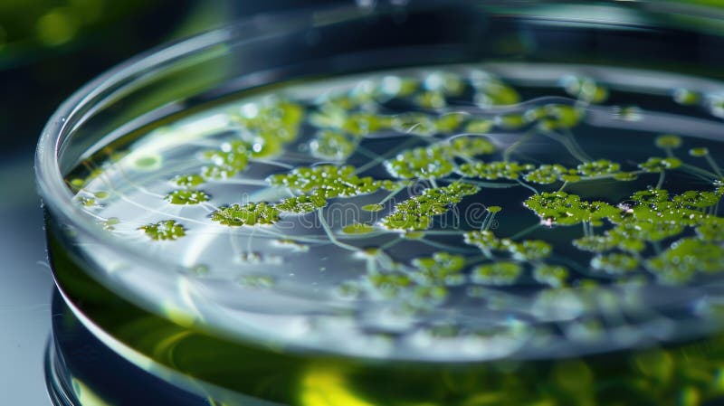 Green Microalgae Clusters Under Scientific Examination in Lab. Stock ...