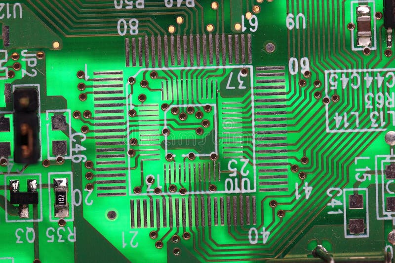 Green Microelectronics Computer Chip Stock Image - Image of background ...