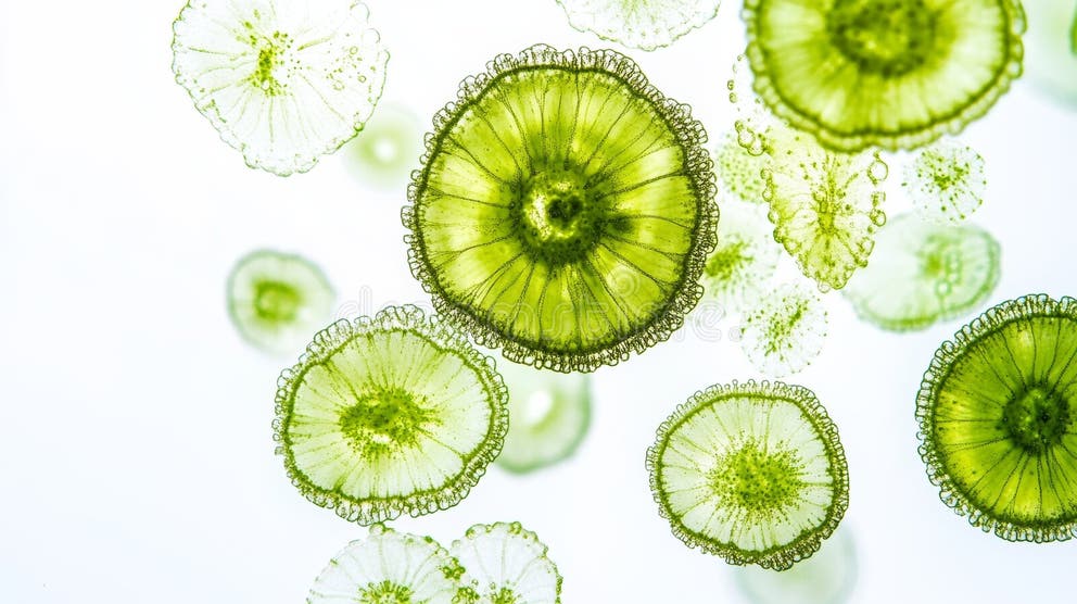 Green Microorganisms in Abstract Background Stock Illustration ...