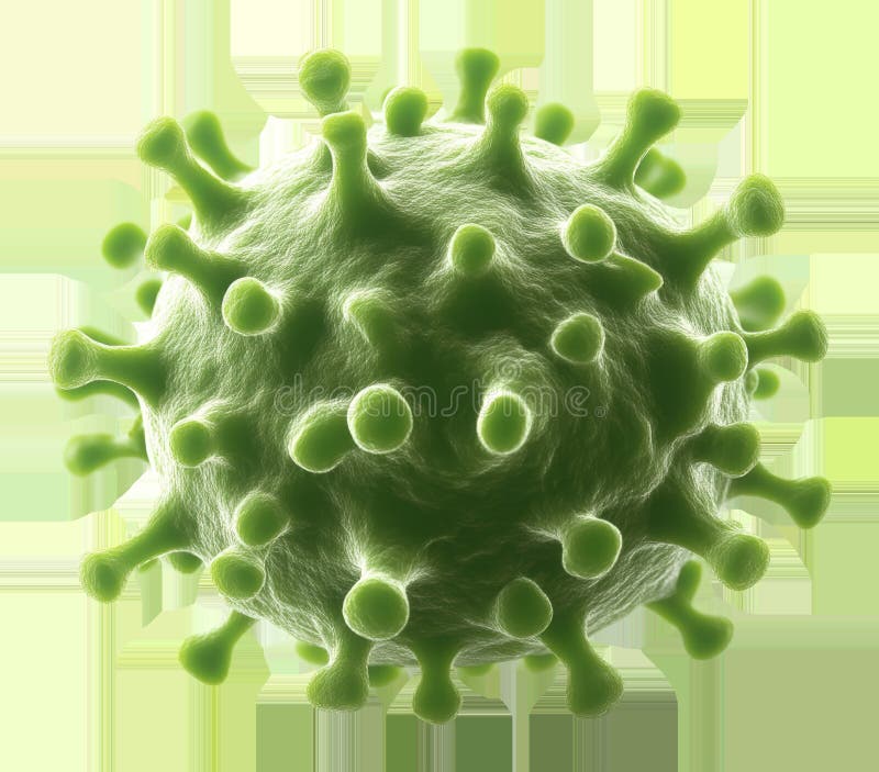 Green Microscopic View of Virus Particle, Infection Science Concept ...