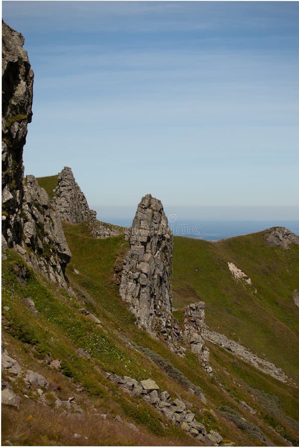 Green Mid-mountain Landscape Under the Sun without Trees Stock Photo ...