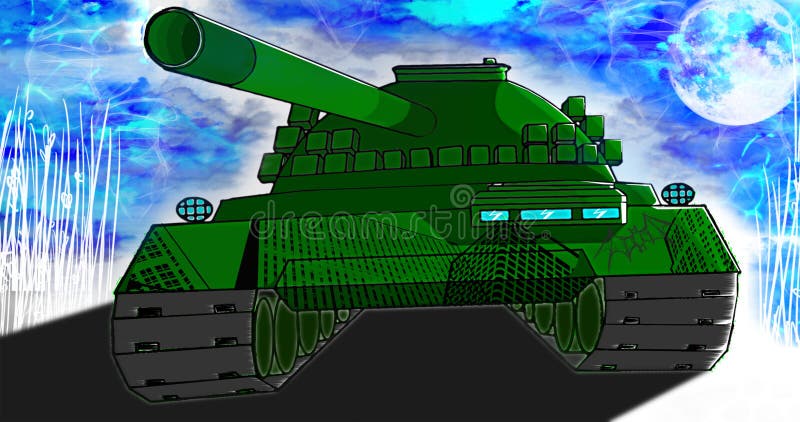Green military tank stock illustration. Illustration of advertising ...