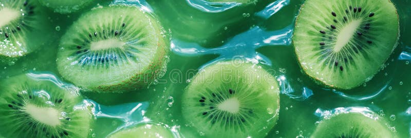 Green Milk with Kiwi Ripples and Sliced Kiwi Pieces in a Refreshing Top ...