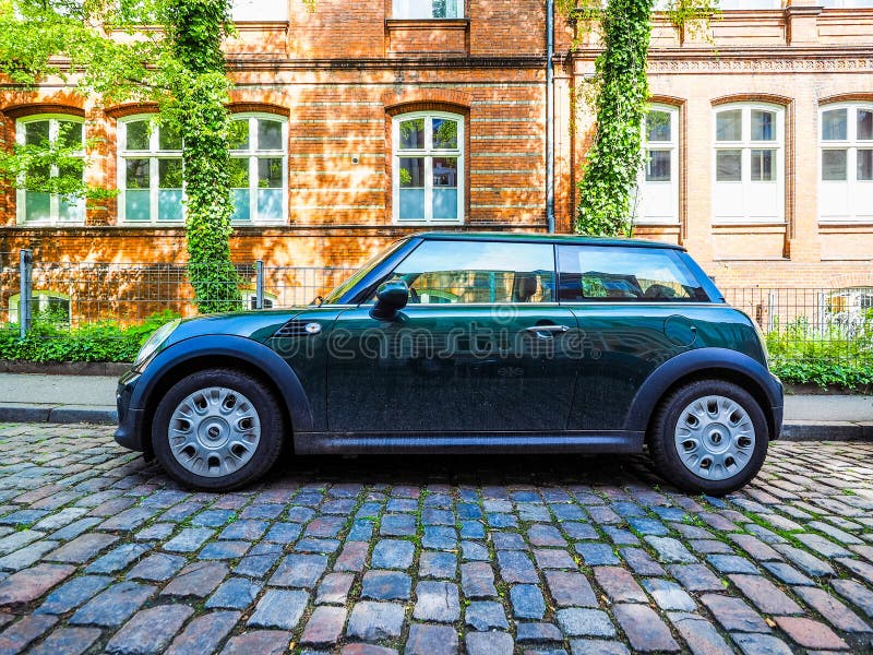 Green Mini Car in Luebeck Hdr Editorial Stock Photo - Image of german ...