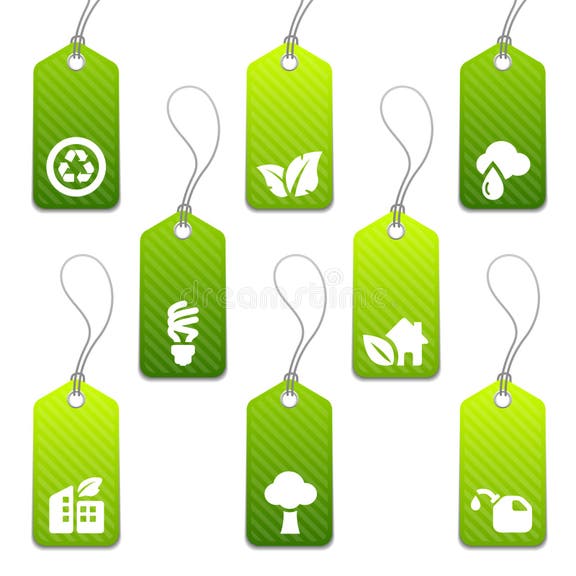 Green mini eco tags stock vector. Illustration of icon - 7649291