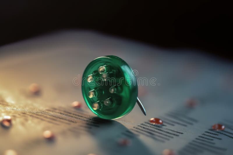 Green Mini Pin on the Top of Number Scribbled Paper and Red Dots ...