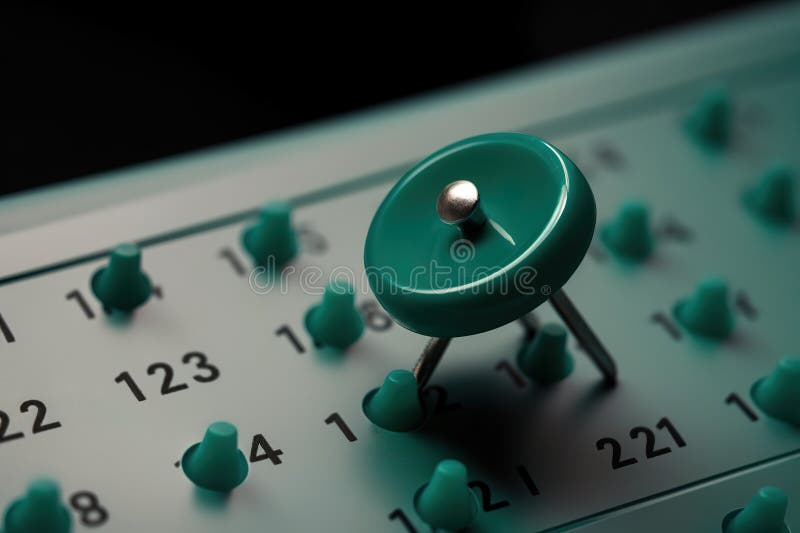 Green Mini Pin on the Top of Number Scribbled Paper and Red Dots ...