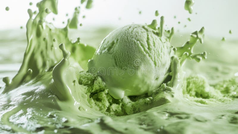 Green Mint Ice Cream Splash Stock Illustration - Illustration of cream ...