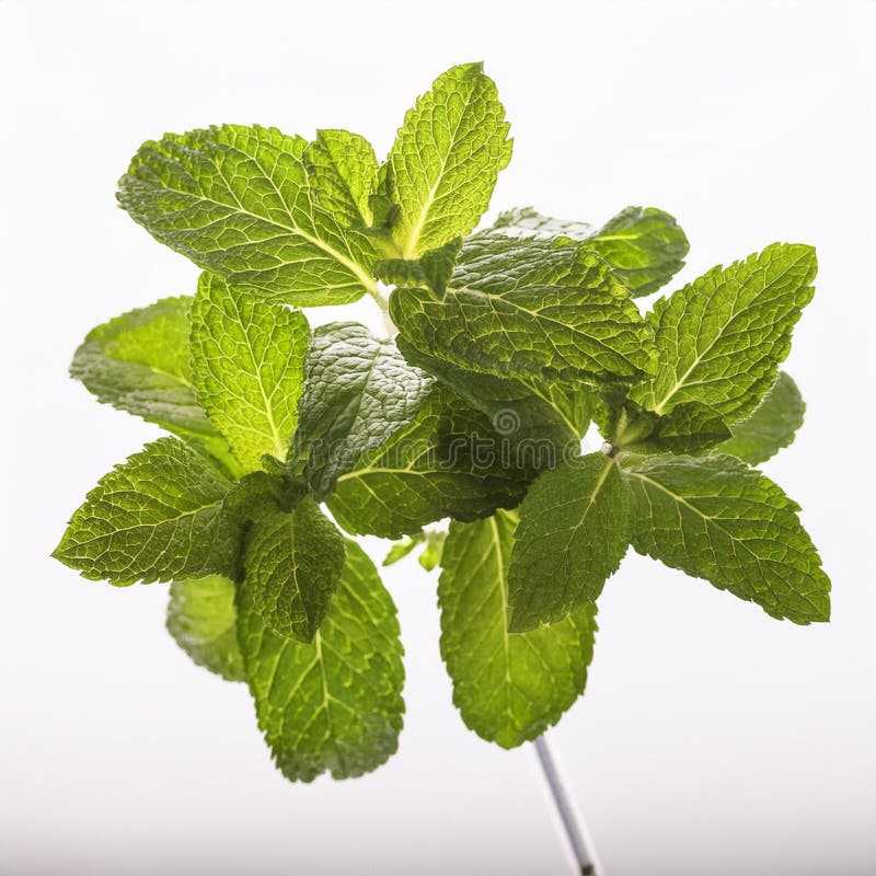 Green Mint Leaves on a White Background Stock Image - Image of grey ...