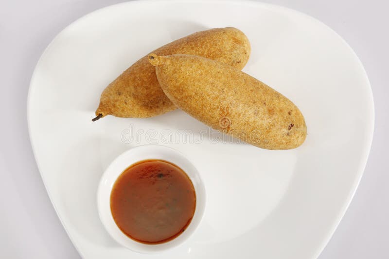 Green Mirchi Pakora or Green Chilli Cutlet with Sauce Stock Image ...