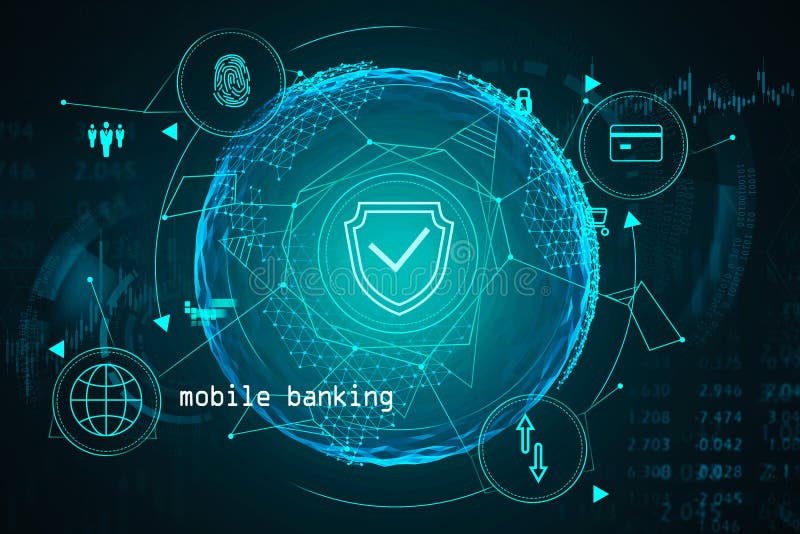 Green Mobile Banking and Cyber Security Interface Stock Illustration ...
