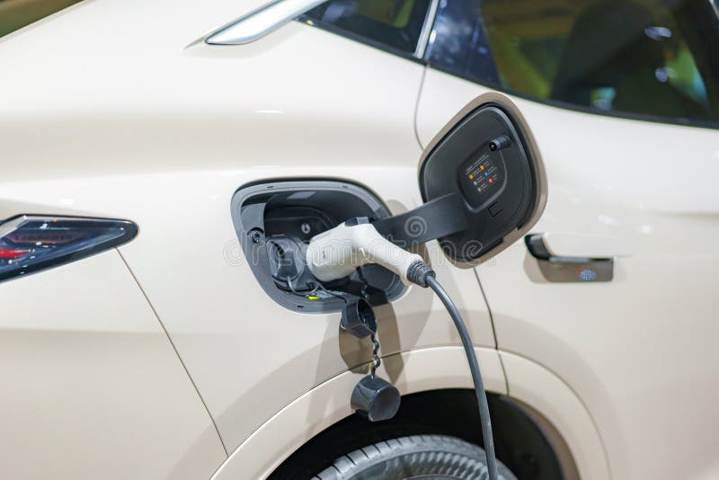 Green Mobility in Action EV Car Charging at Station Stock Photo - Image ...